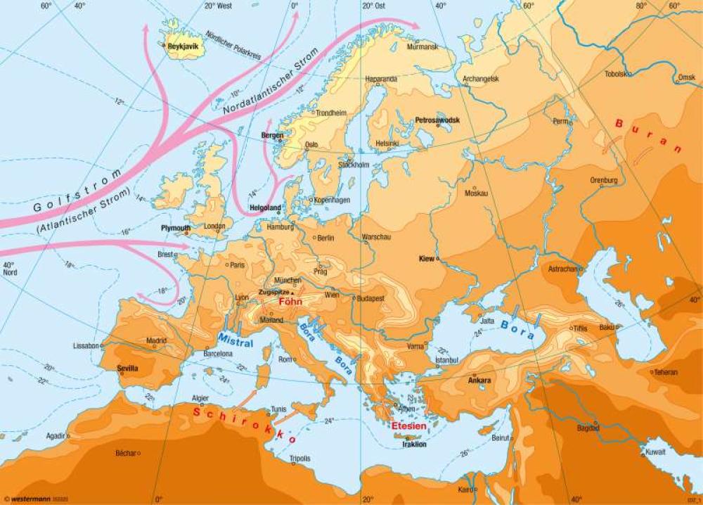 Europa - Temperaturen im Juli-100849-58-2-1 | Diercke.de Europa - Temperaturen im Juli-100849-58-2-1 | Diercke.de