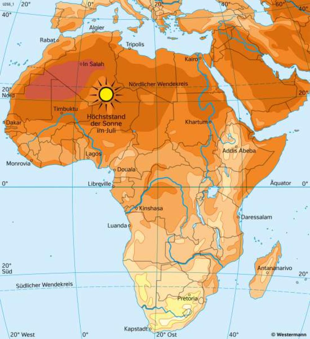 Afrika - Temperaturen im Juli-978-3-14-100380-2-126-2-1 | Diercke.de Afrika - Temperaturen im Juli-978-3-14-100380-2-126-2-1 | Diercke.de